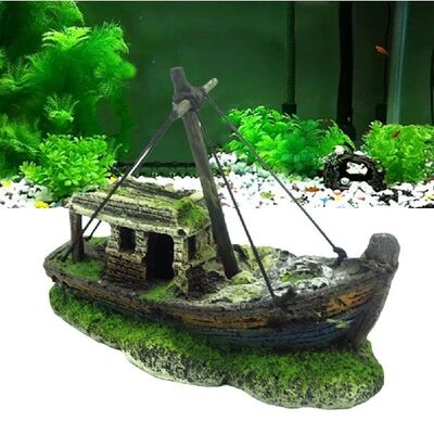 好货Aquarium Fish Tank Landscape Pirate Ship Wreck Ship