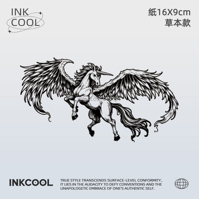 INKCOOL 飞翼骏马纹身贴马年款逼真防水持久潮流草本纹身贴IK087