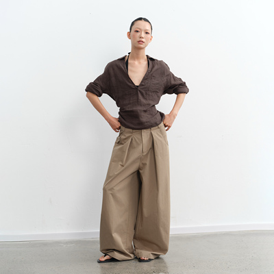 100%苎麻极简风微宽松长袖衬衫