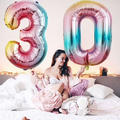 好货.32inch Number Balloons Big Gold Sliver Rose Gold Figure