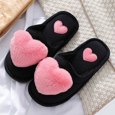 2021 Slippers Women Winter Heart Shoes Woman Slides Plush Ho