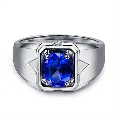 -New Open Sapphire Tanzanite Ring Symmetrical triange Design