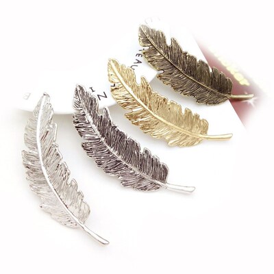 New Alloy Vintage Hair Clip Feather Leaf Shape Barrette Meta