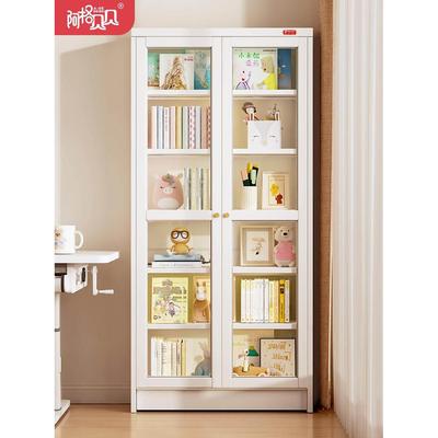 阿格贝贝钢制书柜置物架书桌旁书柜学生家用书柜带玻璃门立柜儿童