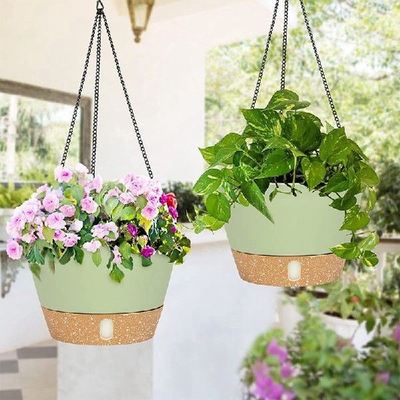 2 Pack Hanging Planters Set,10 Inch Hanging Planters For