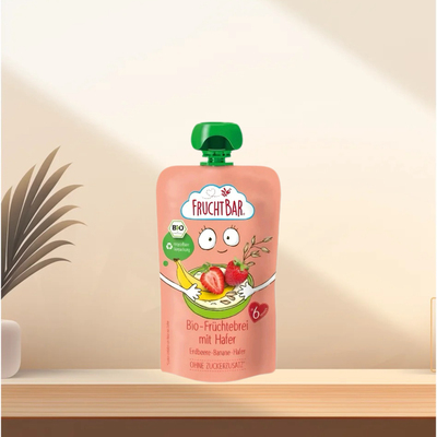 「300包邮」德国发货fruchtbar6个月+有机香蕉草莓燕麦果泥120g