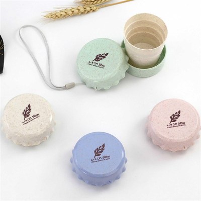 Wheat straw telescopic cup outdoor travel folding cup