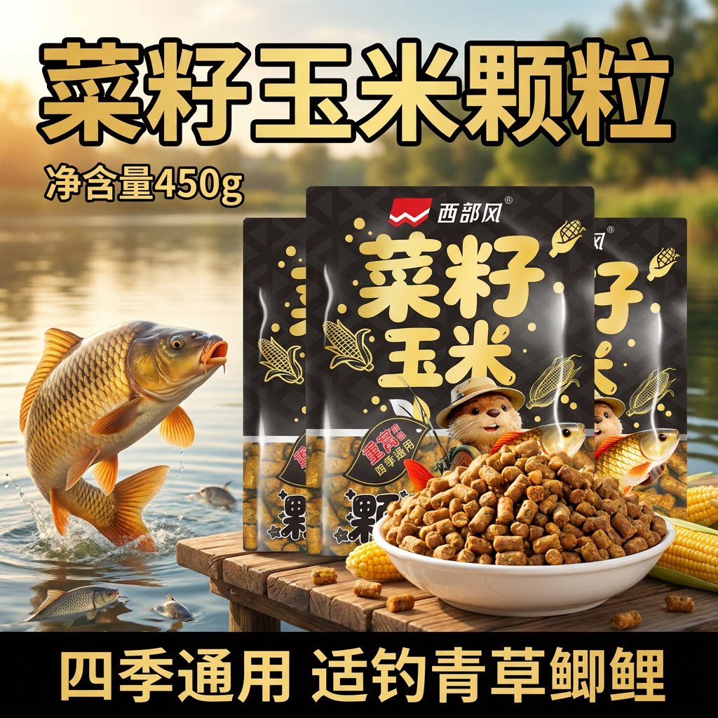 西部风颗粒菜籽玉米钓鱼嫩玉米野钓鲫鱼四季通用打窝麝香玉米麦鲤