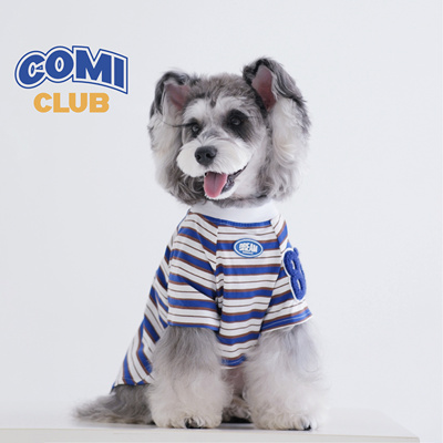 Comi Club宠物狗狗猫咪美式条纹T恤春夏透气雪纳瑞泰迪防掉毛纯棉