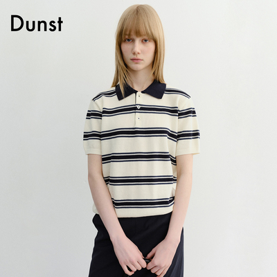 Dunst2026夏季新品商务休闲中性风条纹撞色短袖POLO衫UDSW6B122