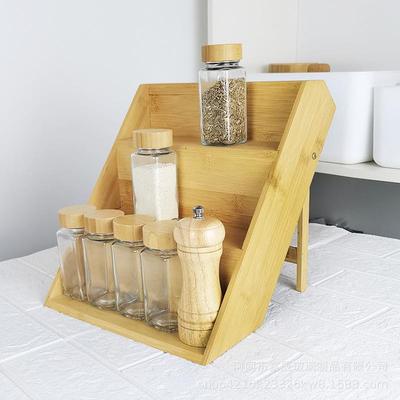 木面质台调料瓶收纳架香料架物多层置架TZ15001三子层调料架储物