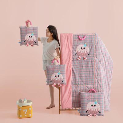 全棉抱发枕被子两用办车载二合公一沙靠枕靠垫午睡毯6226室子可折