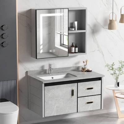 卫生间洗手盆柜组合铝合金浴室柜陶瓷一体盆洗手台面卫浴柜洗漱台