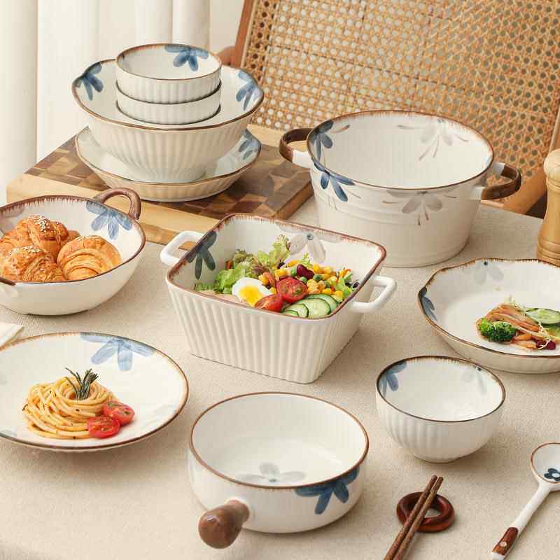 日式吃饭碗家用套装ins风特别好看的碗盘子米饭碗陶瓷碗筷餐具