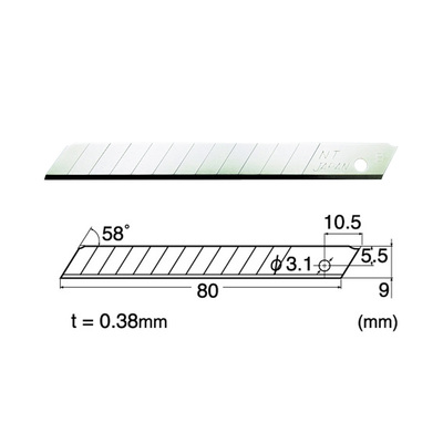 NT CUTTER美工刀片切割墙纸贴膜介刀裁纸9mm小号BA-160刀片