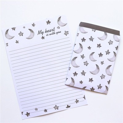 日韩信纸信封套装情书收纳袋可爱简约彩色留言纸叶子清新感谢写信