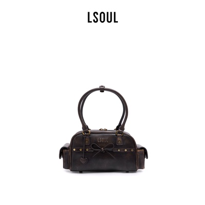 LSOUL  复古山英伦风羊皮手工时尚高级感百搭蝴蝶结装饰手提包