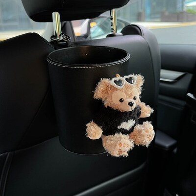 车载垃圾桶悬挂式雪莉玫达菲汽车内收纳桶车用前后排座椅收纳可爱