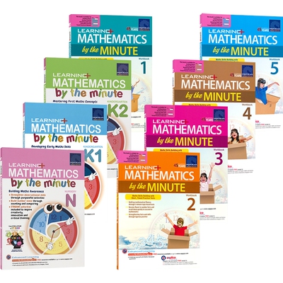Learning+ Mathematics By The Minute Workbook N-5 新加坡数学学习系列 数学轻松练 儿童英语练习册 提高数感 英文原版进口图书