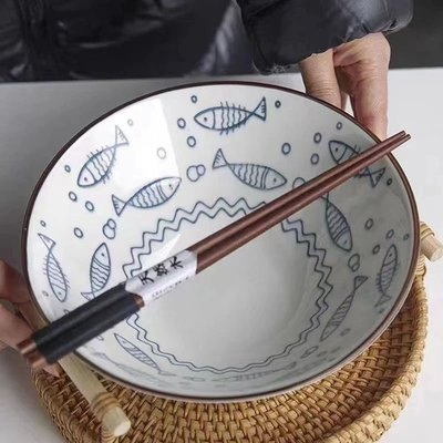 饭碗简约日式拉面泡面家用网红餐具拉面碗瓷碗商用斗笠碗好多鱼s