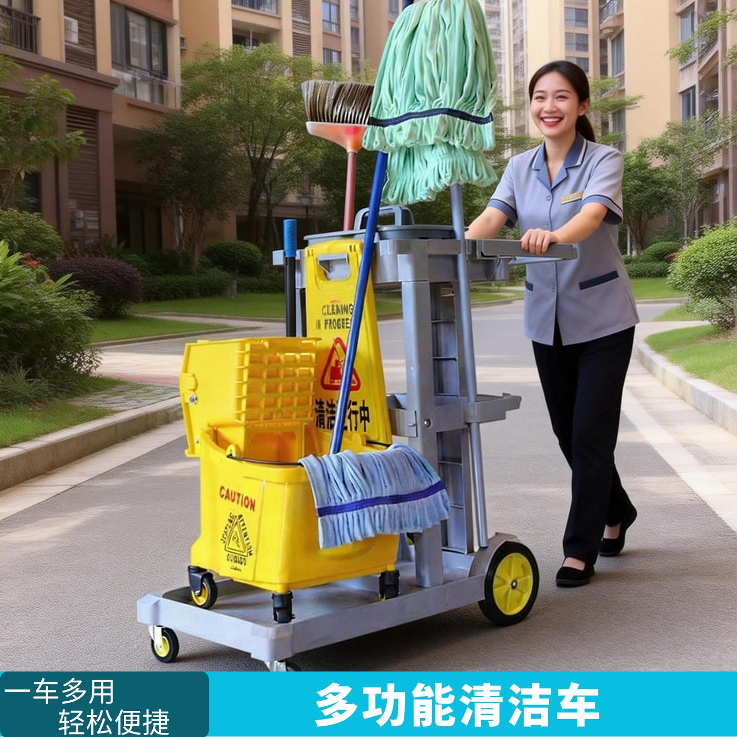 超宝保洁车多功能手推车打扫卫生物业专用清洁车酒店宾馆工具推车