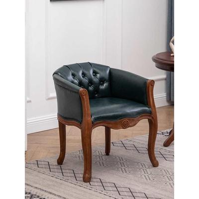 美式沙发椅复古做旧实木围椅欧式咖啡厅餐桌椅简约皮布艺休闲