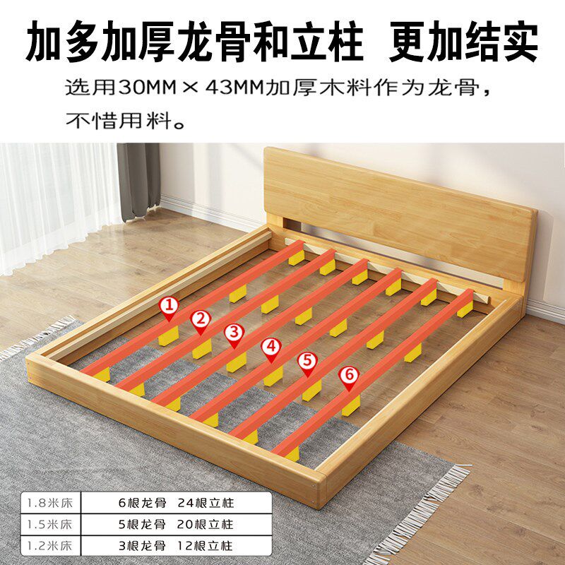 蒙氏儿童地台床地板床矮床实木榻榻米床无床头环保阁楼小户型地台