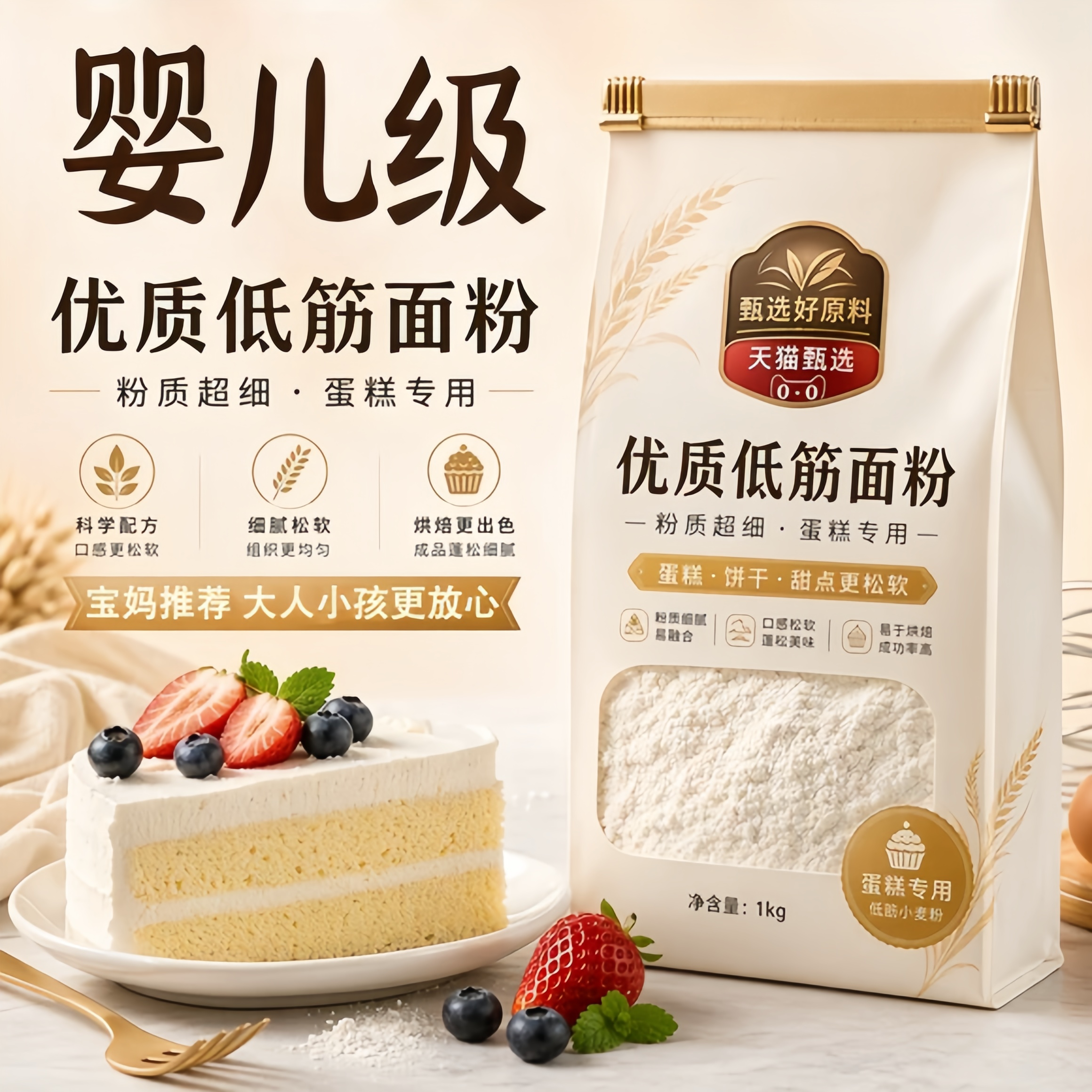 正宗低筋面粉烘焙家用官方旗舰店纯小麦粉蛋糕专用粉婴儿宝宝辅食