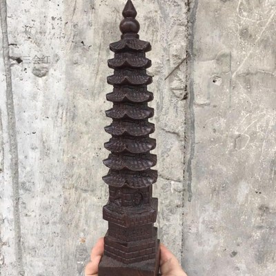 越南沉香木雕文昌塔实木雕刻工艺品13九层塔财运亨通客厅办公摆件
