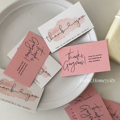 英文节日感谢卡简约清新DIY创意贺卡装饰插页售后卡好评留言卡片