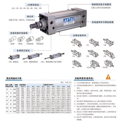 热销亚德客型JSI标准气缸3240X50X63X80X100X125X150X200X25X50X7