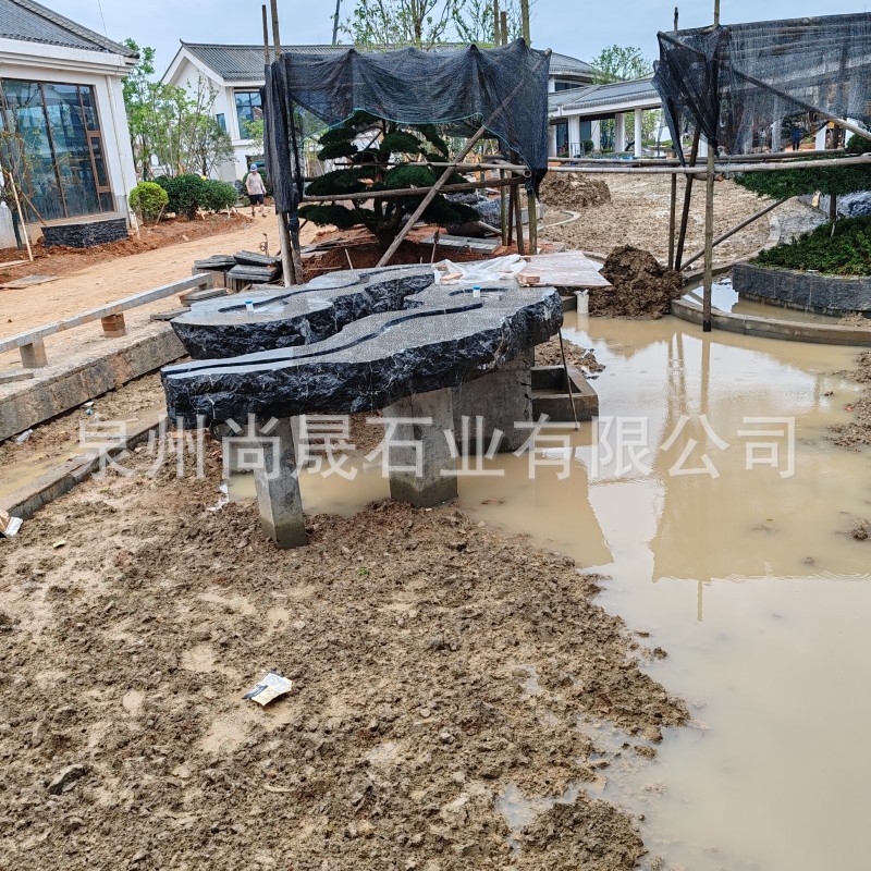 黑山石景观流水水景摆设乌山石风景石景区流水摆件黑色观赏石雕塑