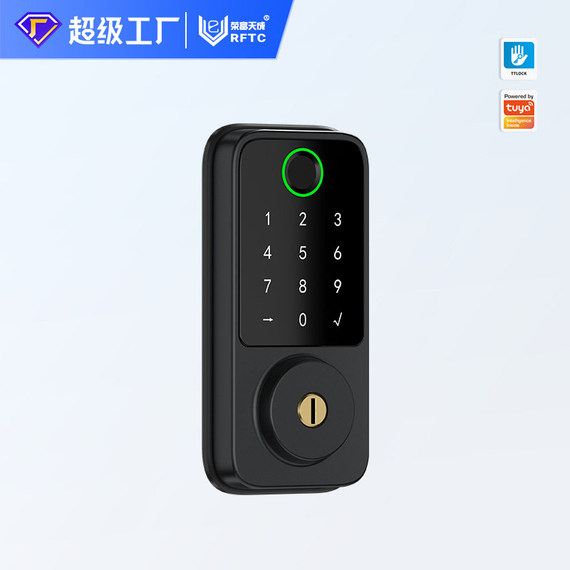 欧美闭门指纹锁呆锁室内木门智能锁民宿酒店家用密码锁通通锁厂家