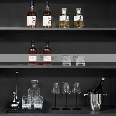 意式简约样板间酒柜摆件酒架软装饰品香槟桶水晶酒极简感厨房陈列