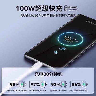 适用华为4充电器100vW超级快充适用华为nov电a14pro充头6A闪充nova14ltra充电头n100Wova14pro充电器2米U线