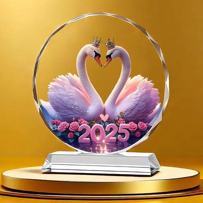 百年好合天鹅水晶摆件家居装饰品桌面高颜值结婚送新人纪念日摆台