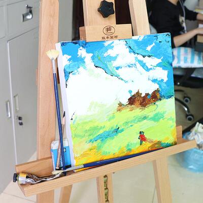 双丰W01D胡桃色榉木可升降画架木制实木烤漆油画架后撑展架素描架