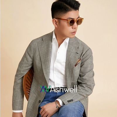 私人定制纯羊毛格纹商务休闲西服