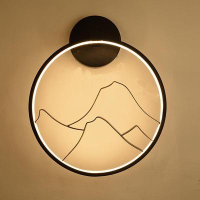 现代中式壁灯个性简约壁灯圆形家壁居led灯壁新式HF-88418床中头