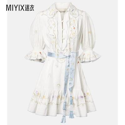 Alémais 女款Giulia 刺绣棉质迷你连衣裙 迷衣时尚