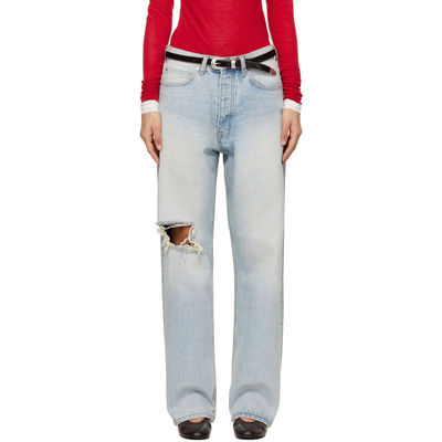 TONYWACK 女士 牛仔长裤 蓝色 Distressed Loose Straight 牛仔裤