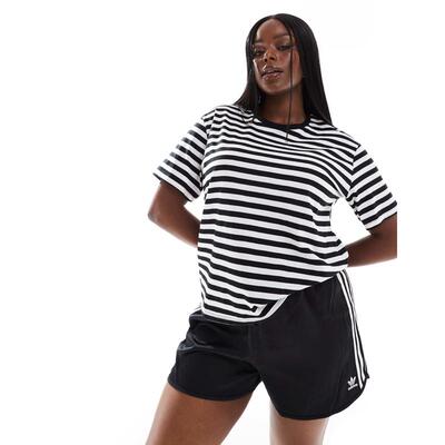 ASOS DESIGN 女士 T恤 Curve ultimate 设计条纹(黑色/白色)