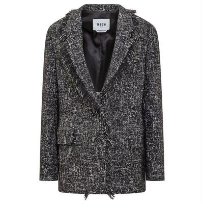 MSGM 女士 FW25 夹克 流苏粗花呢西装外套
