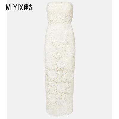 ROTATE 女款Bridal 无肩带蕾丝中长连衣裙 迷衣时尚