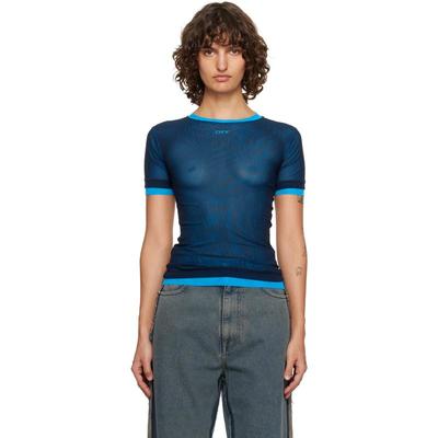 Off-White 女士 T恤 海军蓝  蓝色 Mesh Double Layer Crew T 恤