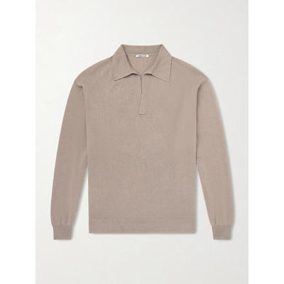 AURALEE 男士 SS26 针织衫 开门领羊绒真丝混纺Polo衫