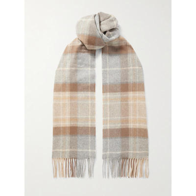 Johnstons Of Elgin 女士 SS26 围巾 流苏格纹羊绒围巾