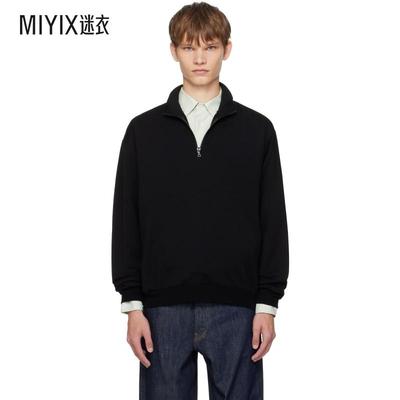 Auralee 男款黑色 Light Wool Sweat Half Zip 套头衫 迷衣时尚