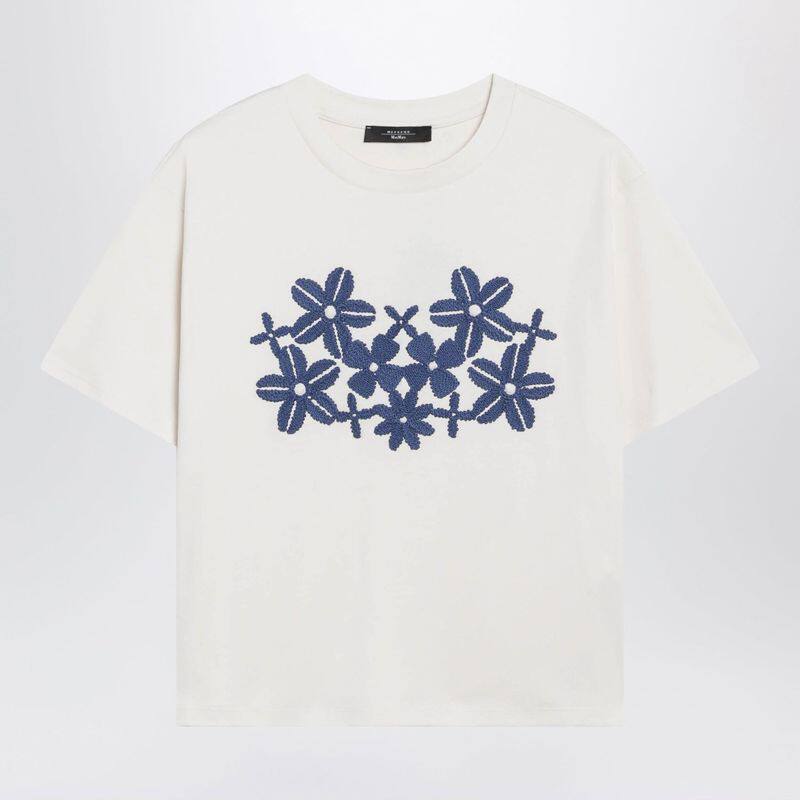 Weekend Max Mara 女士 SS26 T恤 ÉCRU 棉质针织刺绣
