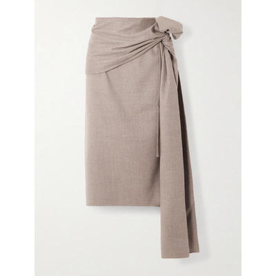 Carven 女士秋冬新品 超长裙 不对称打结羊毛半身裙